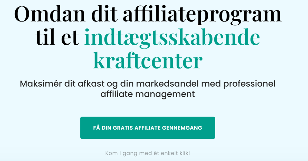Få dit gratis affiliate audit - Ansøg på 30 sekunder her